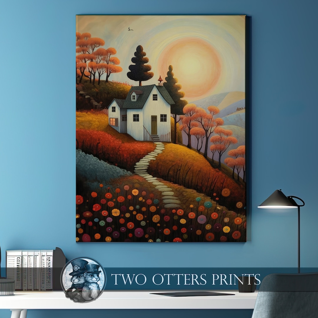 Folk Art - American Primitive Art Poster Print | Floral Scene and ...