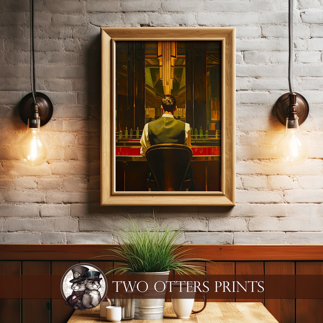 Art Deco Cinematic Wall Art Print | Golden Solitude: Moody and Handsome ...