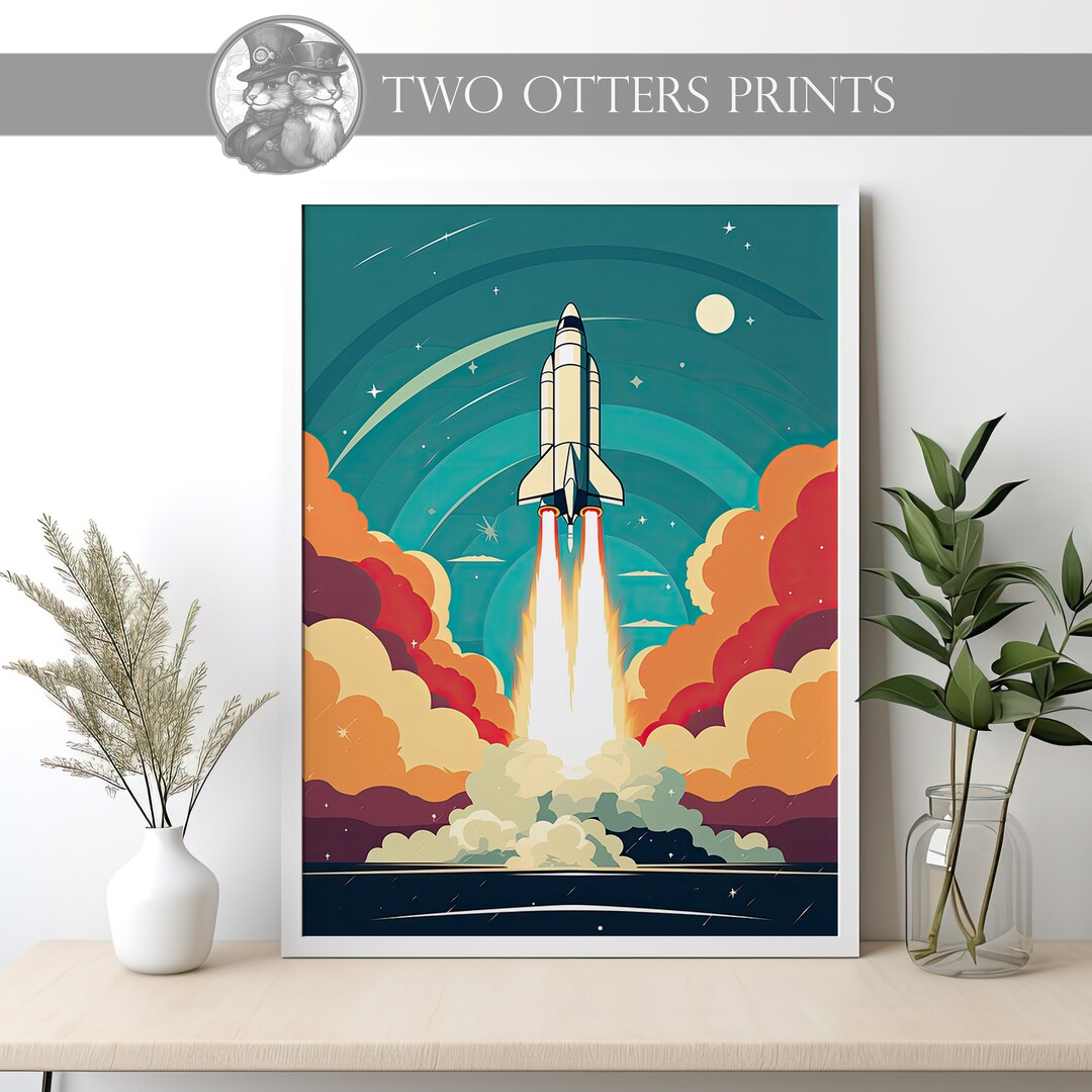 Retro Space Art Print | Cosmic Odyssey | Nostalgic Home Decor | for ...