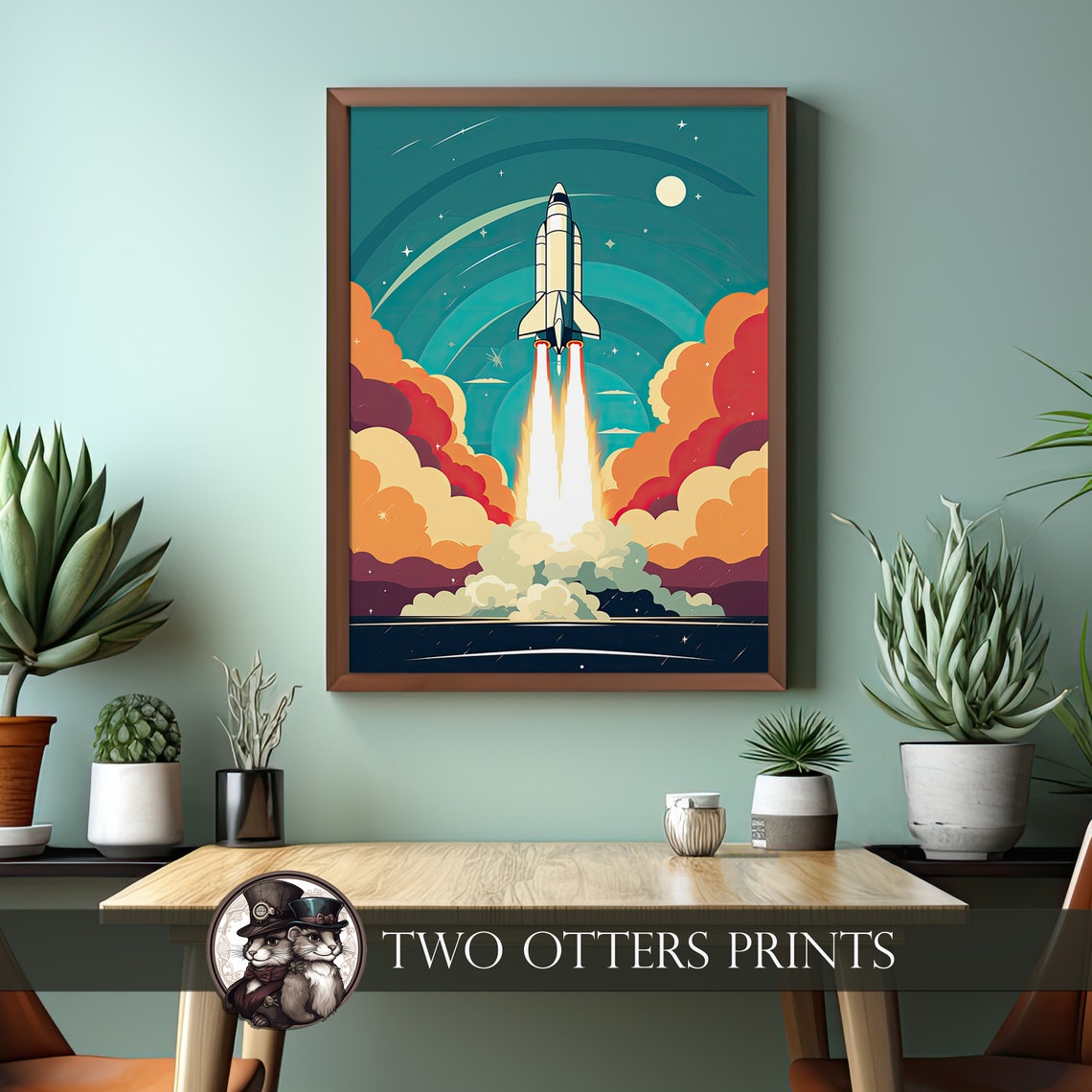 Retro Space Art Print | Cosmic Odyssey | Nostalgic Home Decor | for ...