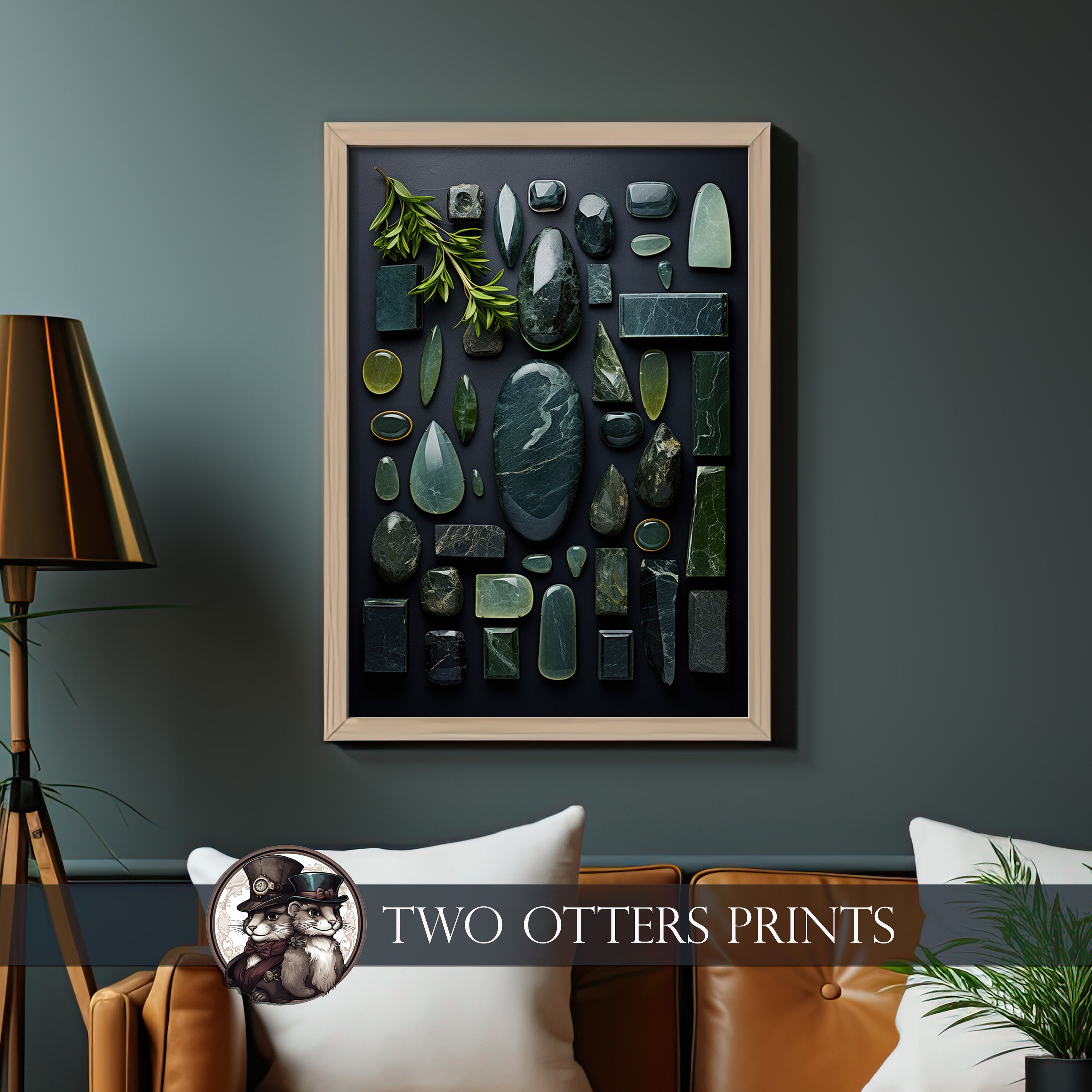 Art Print of Flat Lay Collection of Jade Arranged in a Neat Array ...