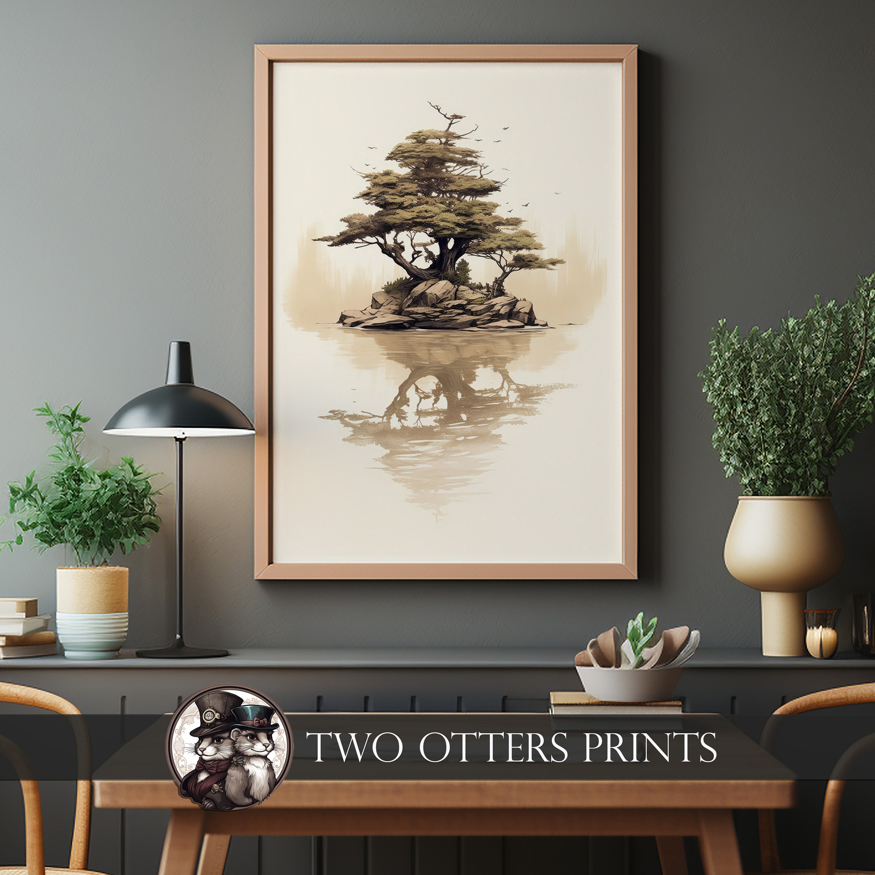 Bonsai Tree Art Print A Traditional Sepia Japanese-style Artwork - Etsy