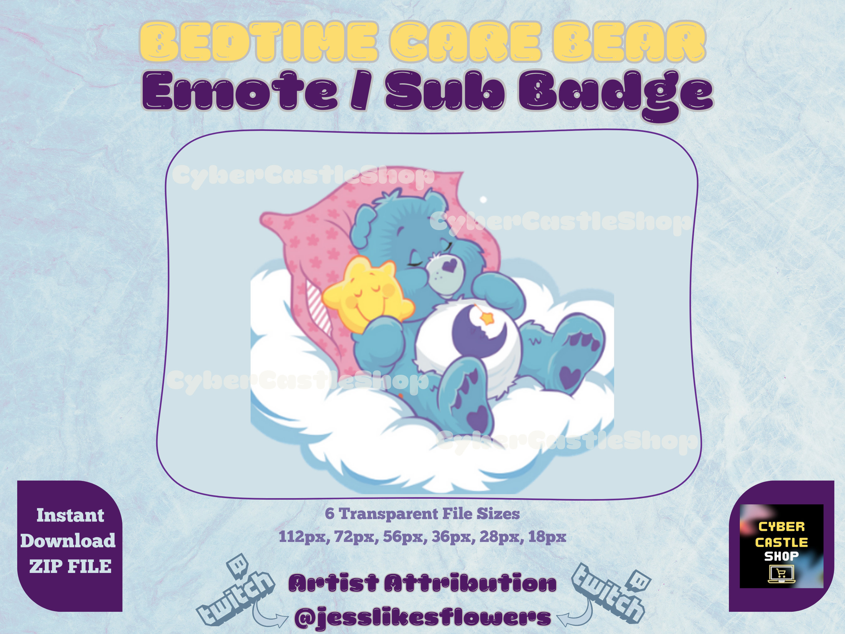 Bedtime Care Bear Emote or Sub Badge | Sleep| Twitch | Cute | Bedge ...
