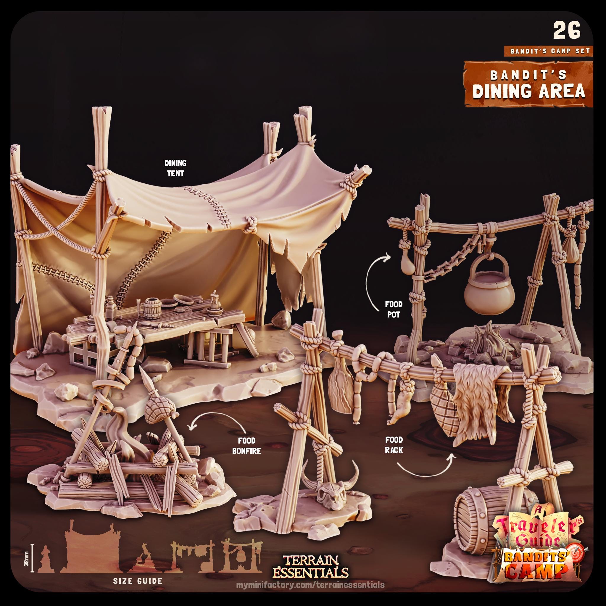 Bandit Camp Dining Area Terrain by Cast N Play Terrain Essentials - 4 ...
