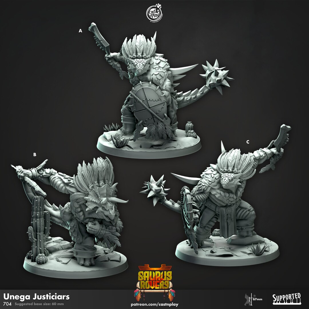 Unega Justicars - Lizardmen Fighter - Saurus Warrior Proxy - 3 ...