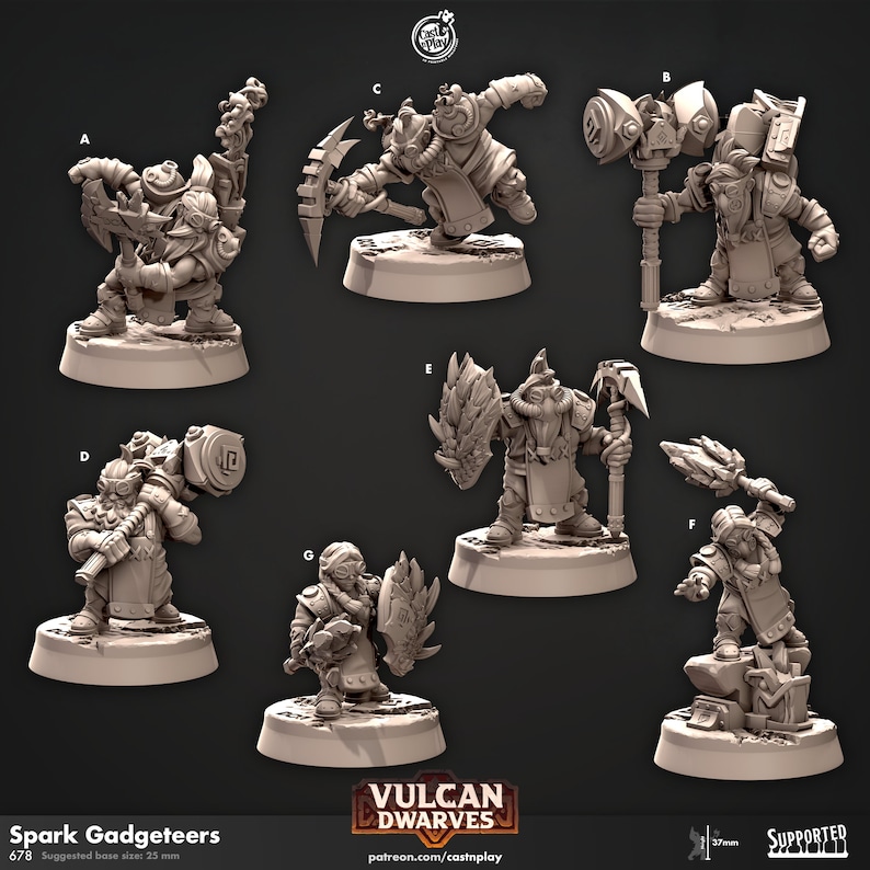 Spark Gadgeteers - Dwarven Inventor - Duergar Artificer - 7 Variations ...