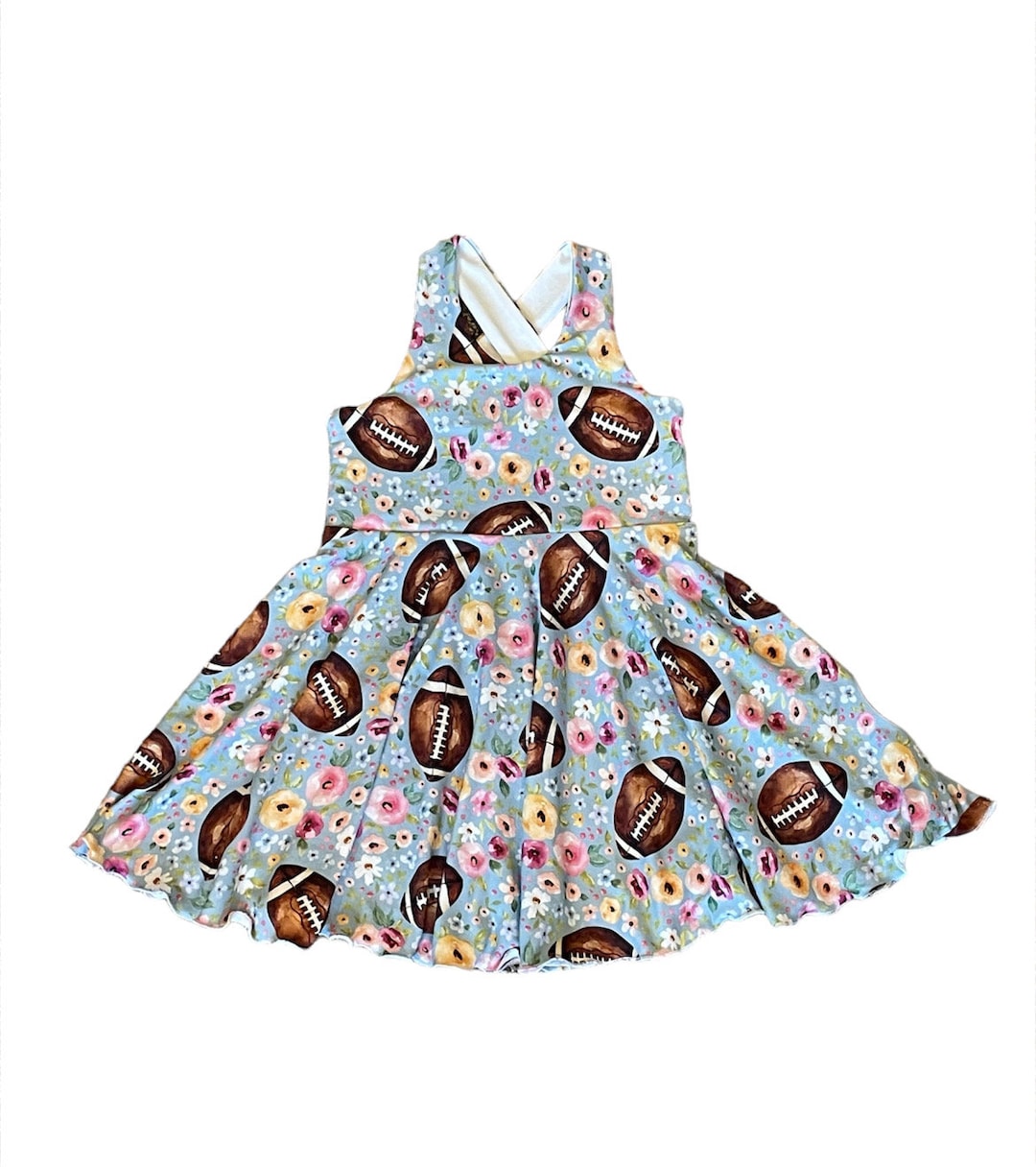 Kids Twirl Dress With Criss-cross Back Football - Etsy
