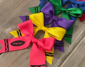 Personalized Crayola, School Hair Bow - Etsy