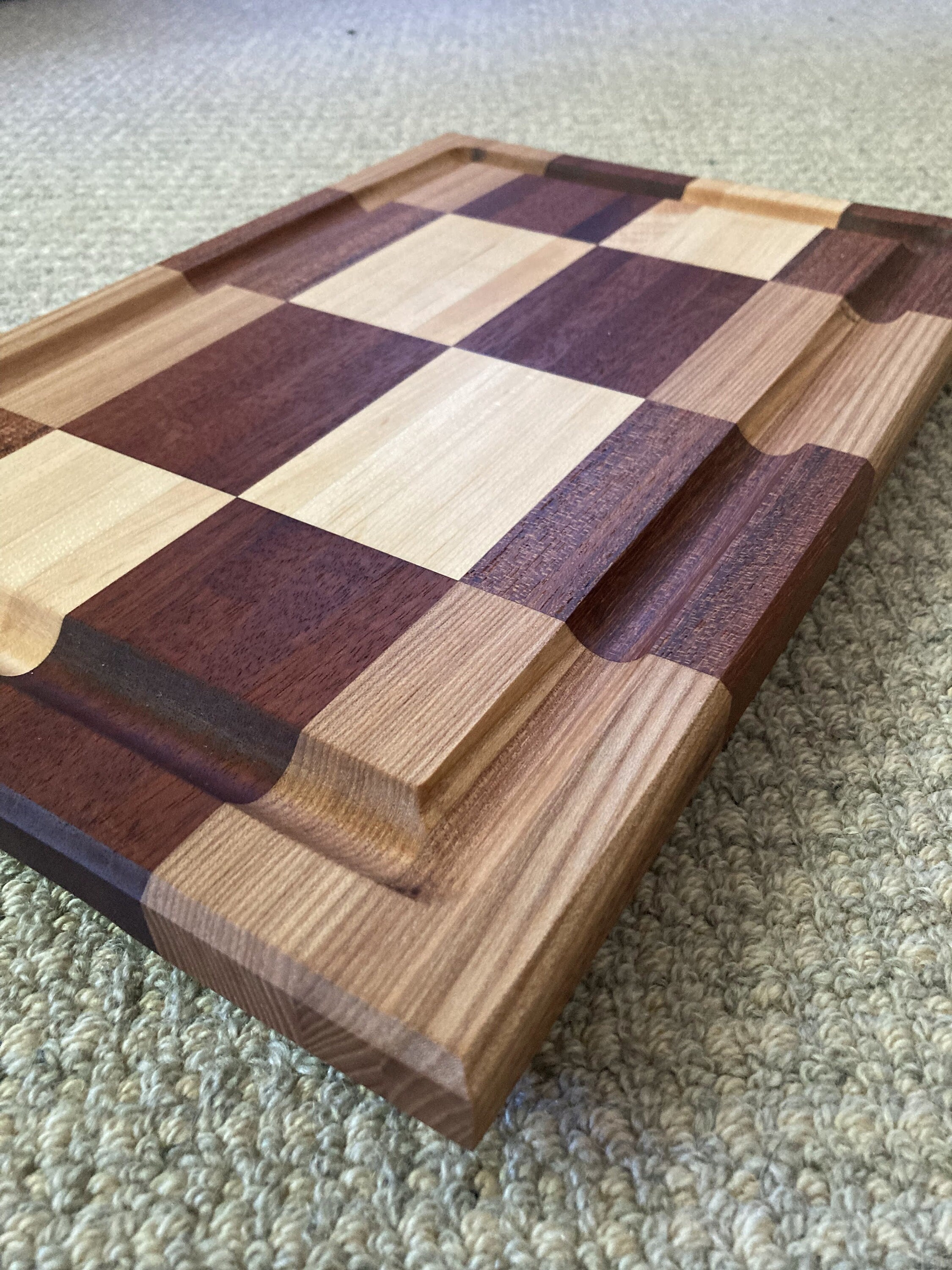 Checkerboard Edge Grain Cutting Board With Juice Groove - Etsy