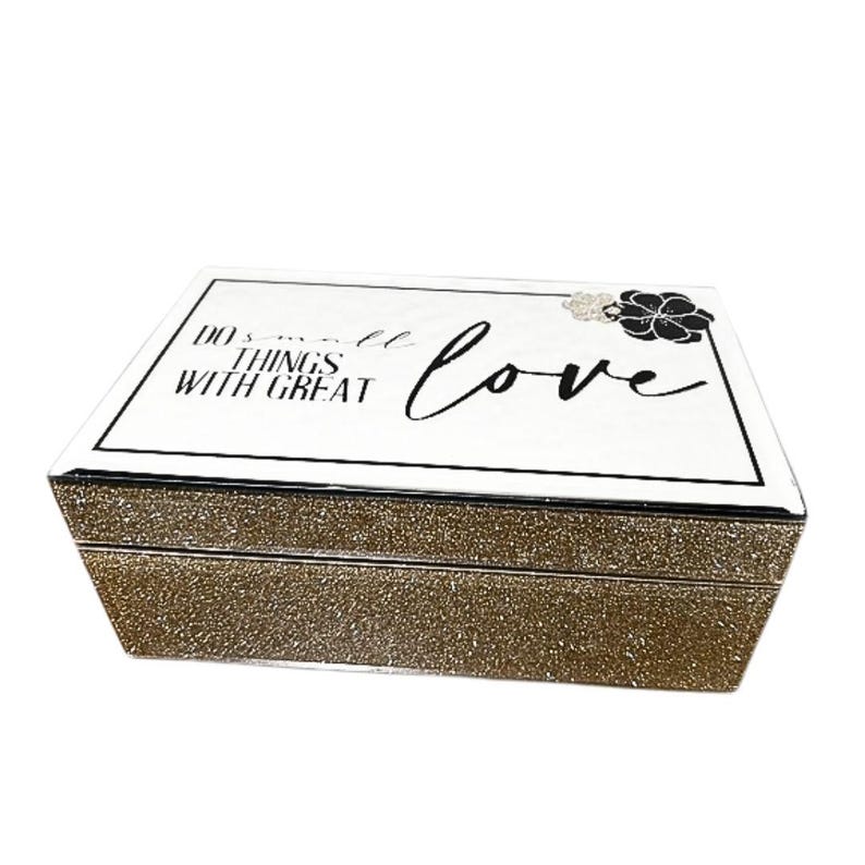 Vintage Silver Glitter Jewelry Box: "do Small Things With Love" Quote ...