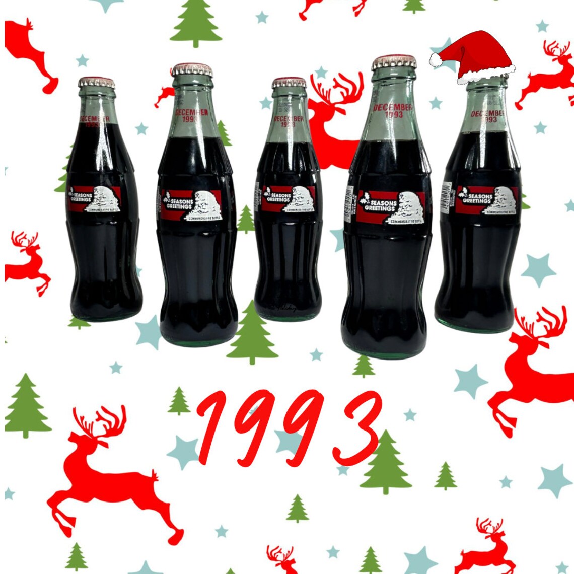 Vintage 1993 Coca Cola Santa Bottle: Seasons Greetings Collectible - Etsy