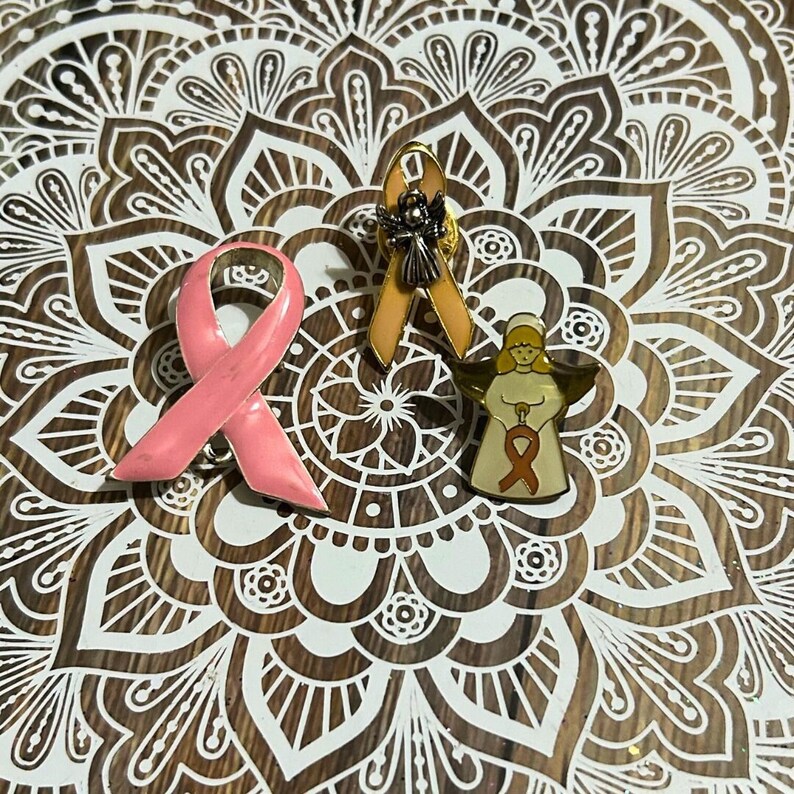 Vintage Breast Cancer Awareness Brooch Set of 3, Think Pink Enamel Pins ...
