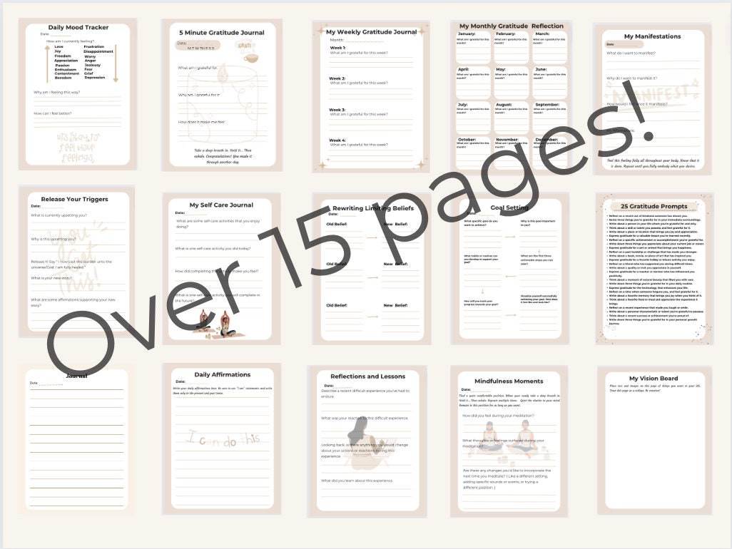 Gratitude Journal Printable Bundle in Beige! to Become Your Higher Self ...