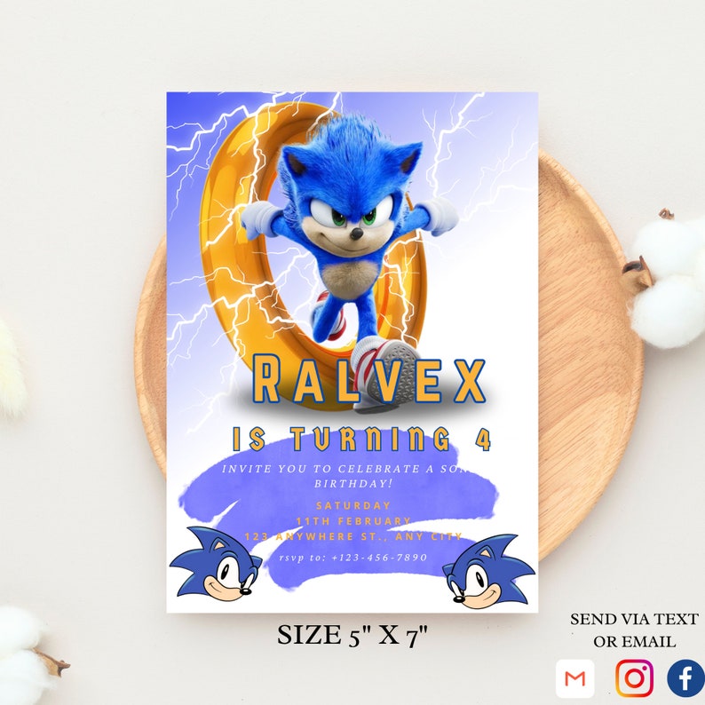 Sonic the Hedgehog Birthday Invitation - Etsy