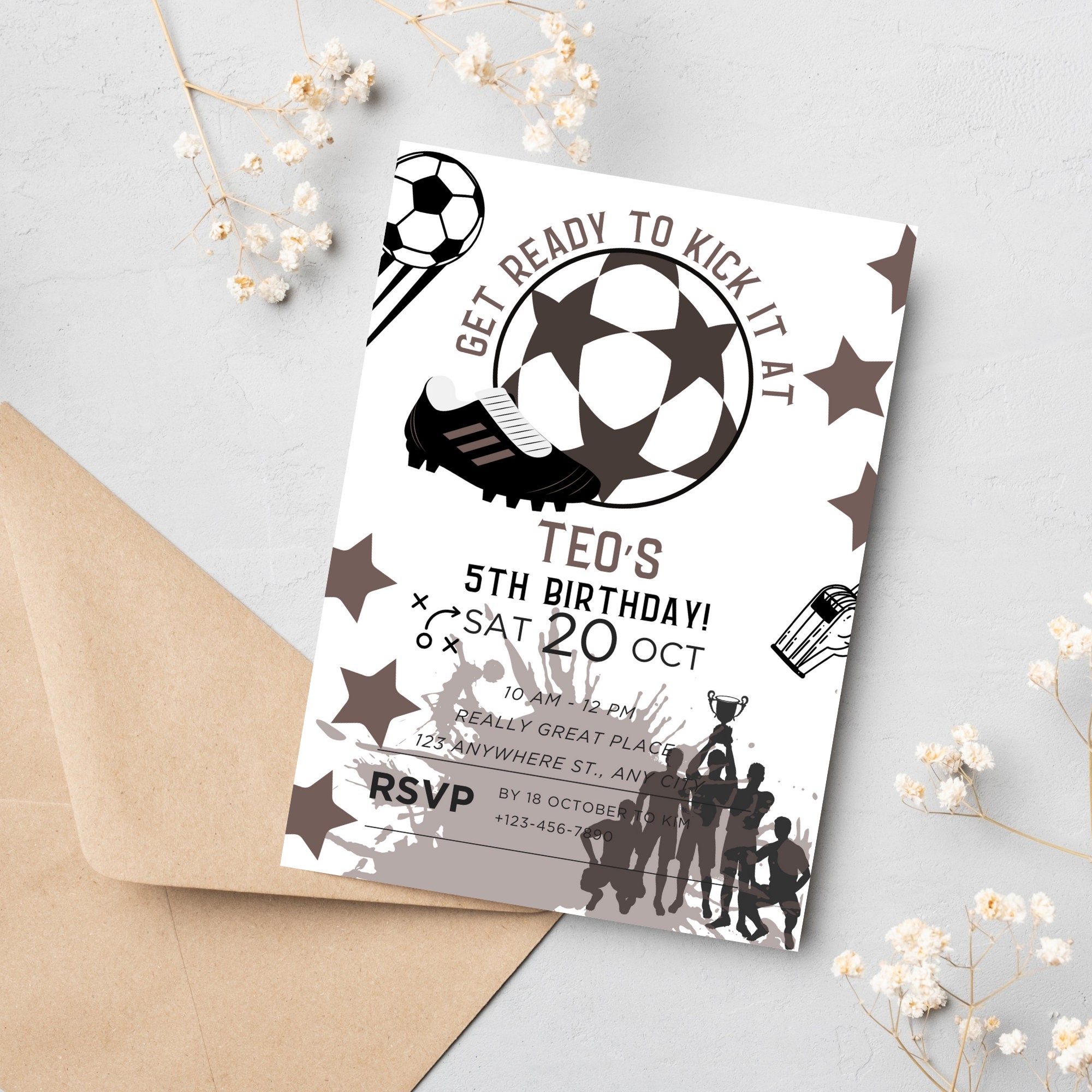 EDITABLE Soccer Birthday Invitation, Soccer Invitation, 5x7 Editable ...