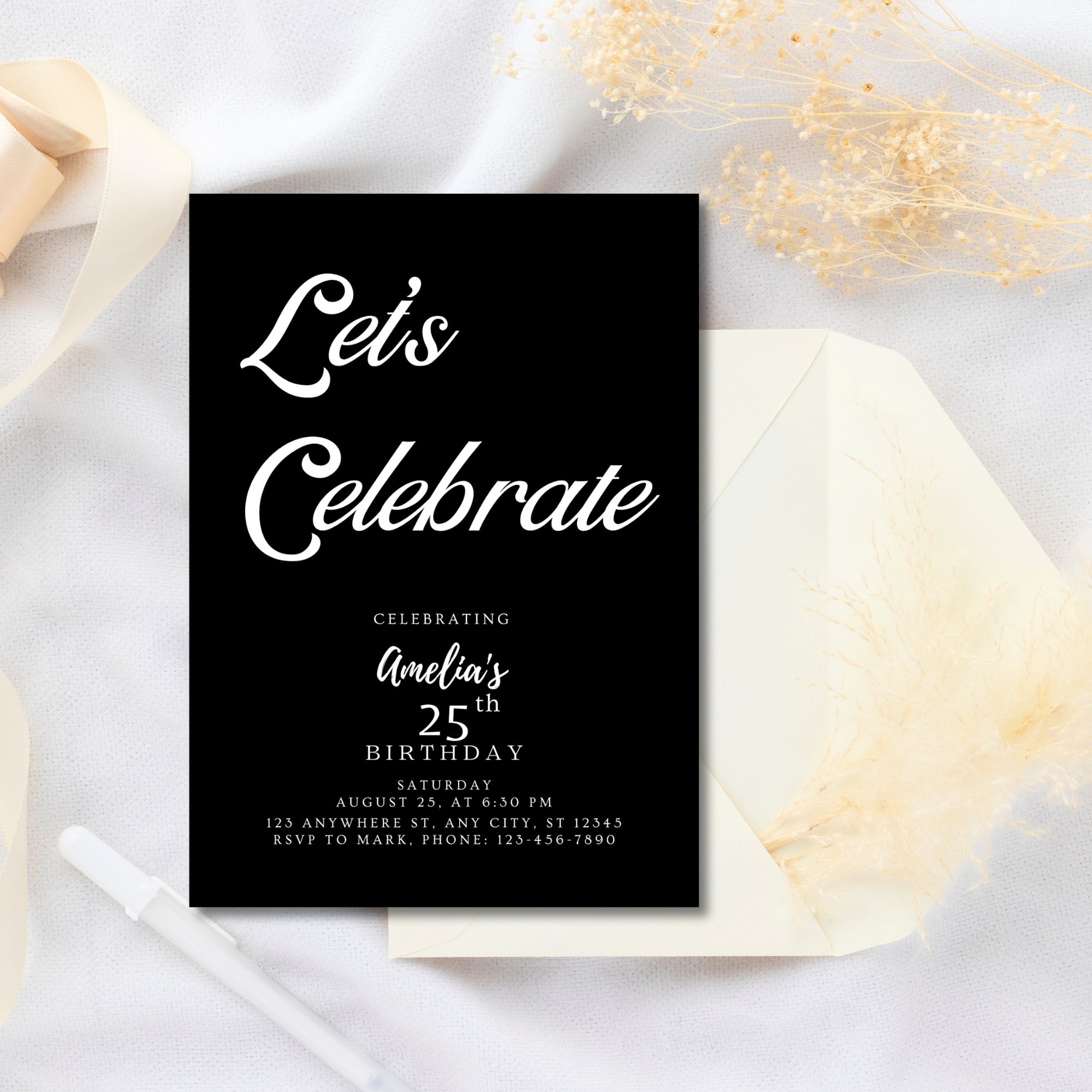 Editable Let's Celebrate Party Invitation Template - Etsy
