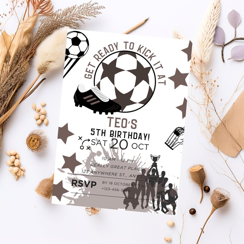 EDITABLE Soccer Birthday Invitation, Soccer Invitation, 5x7 Editable ...