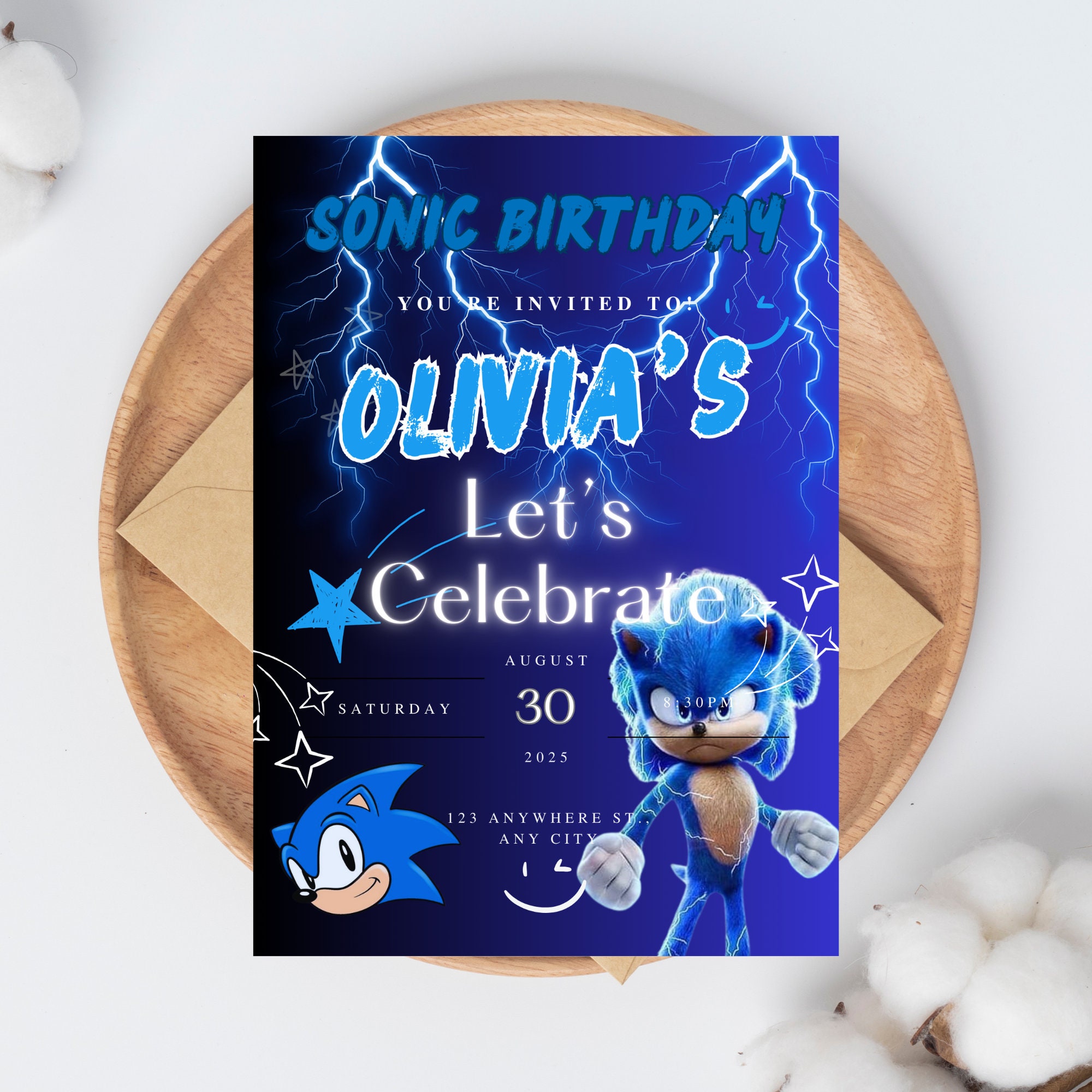 Sonic Invitation, Game Invitation, Kids Birthday - Etsy