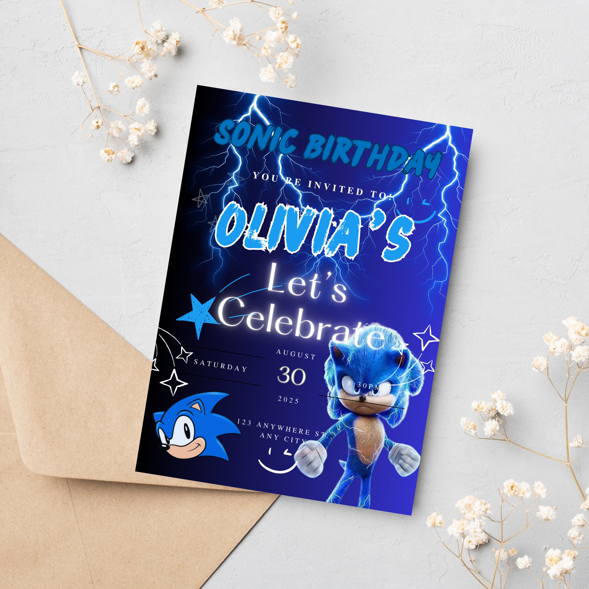 Sonic Invitation, Game Invitation, Kids Birthday - Etsy