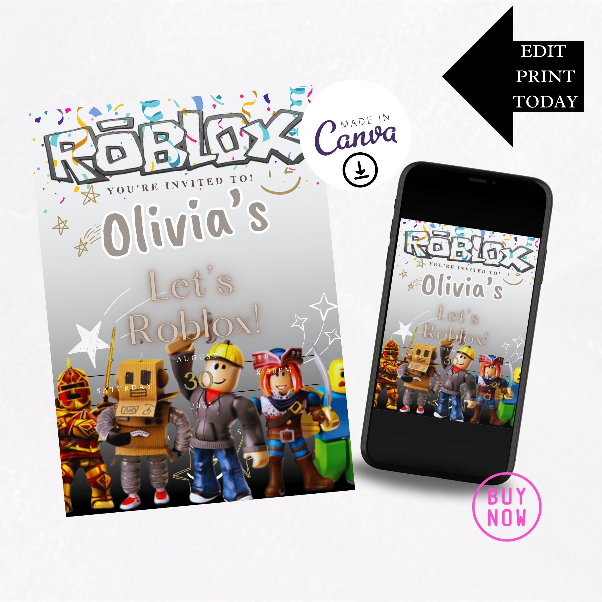 Customizable Roblox Invitation - Etsy