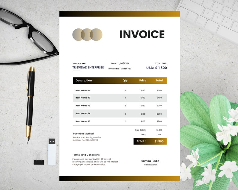 Invoice Template Minimalist Business Invoice Small Business - Etsy