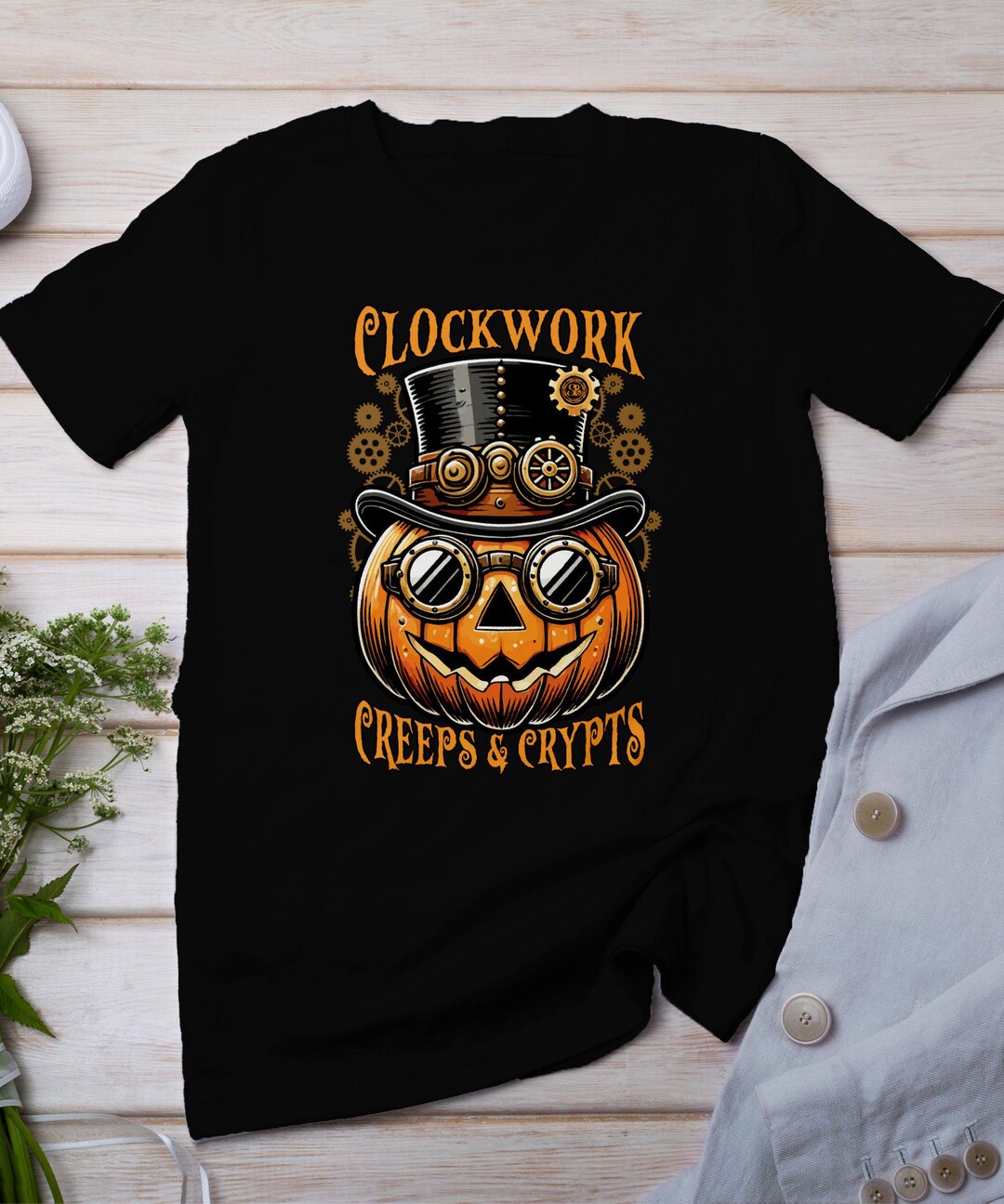 Vintage Halloween Steampunk T-shirt, Funny Mechanic Gear Tee, Spooky ...