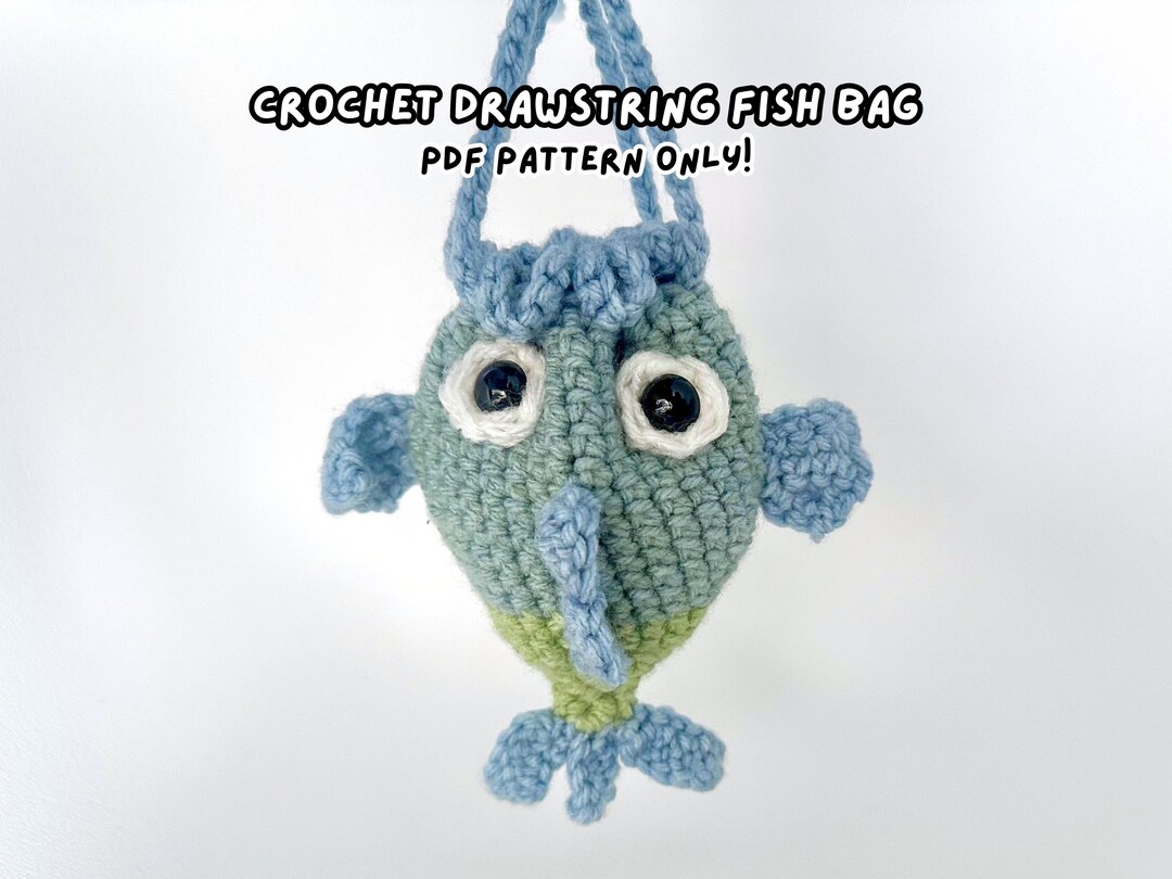 Crochet Drawstring Fish Bag Pattern | Digital Download PDF PATTERN ONLY ...