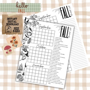 Fall Bucket List Printable, Autumn Bucket List Template, Autumn ...
