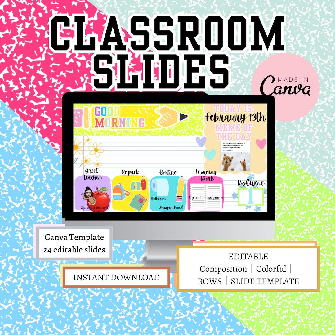 Composition Notebook Theme- Canva/classroom Slide/ Daily/ Morning Board ...
