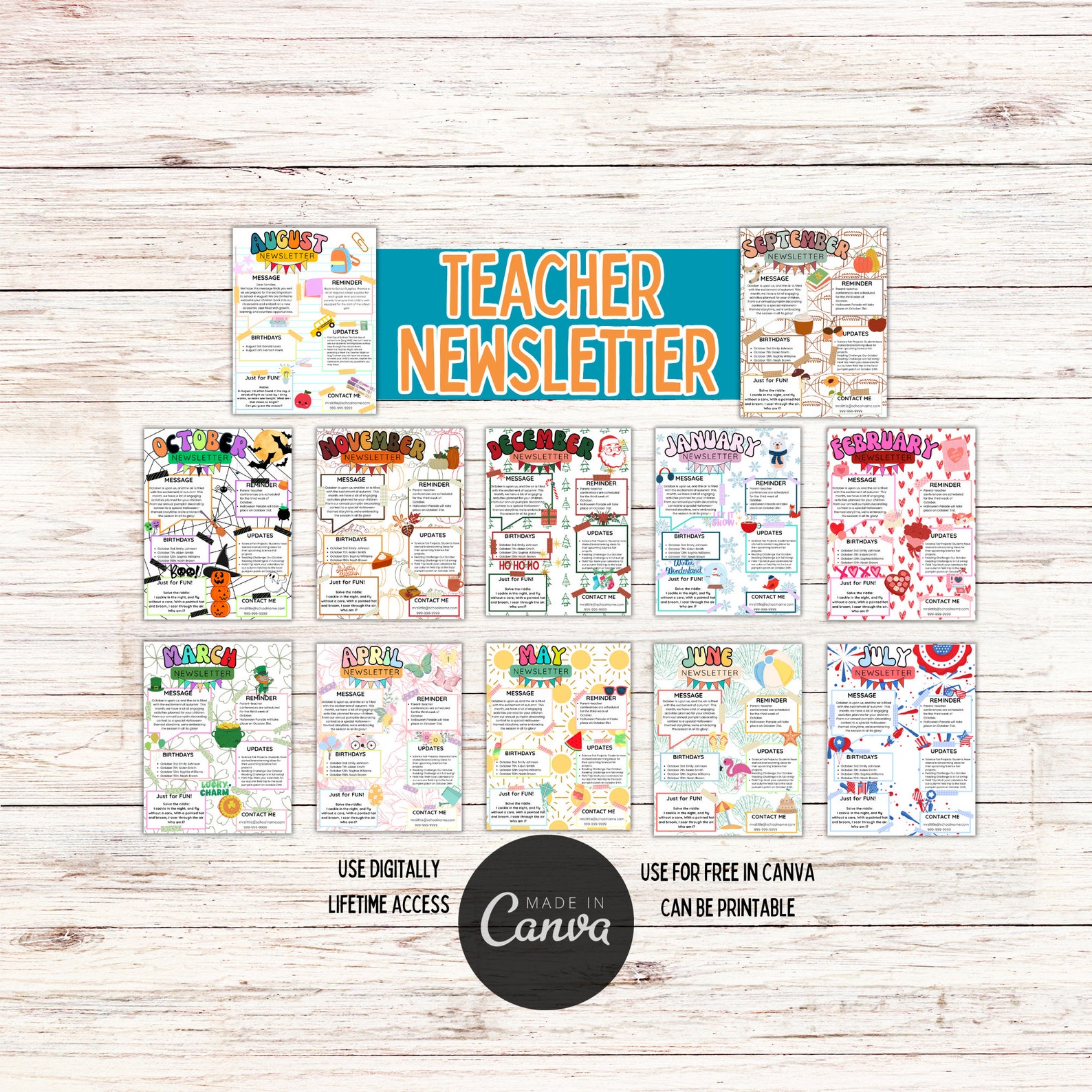 Editable Canva Template-newsletter Template, Editable Newsletter ...