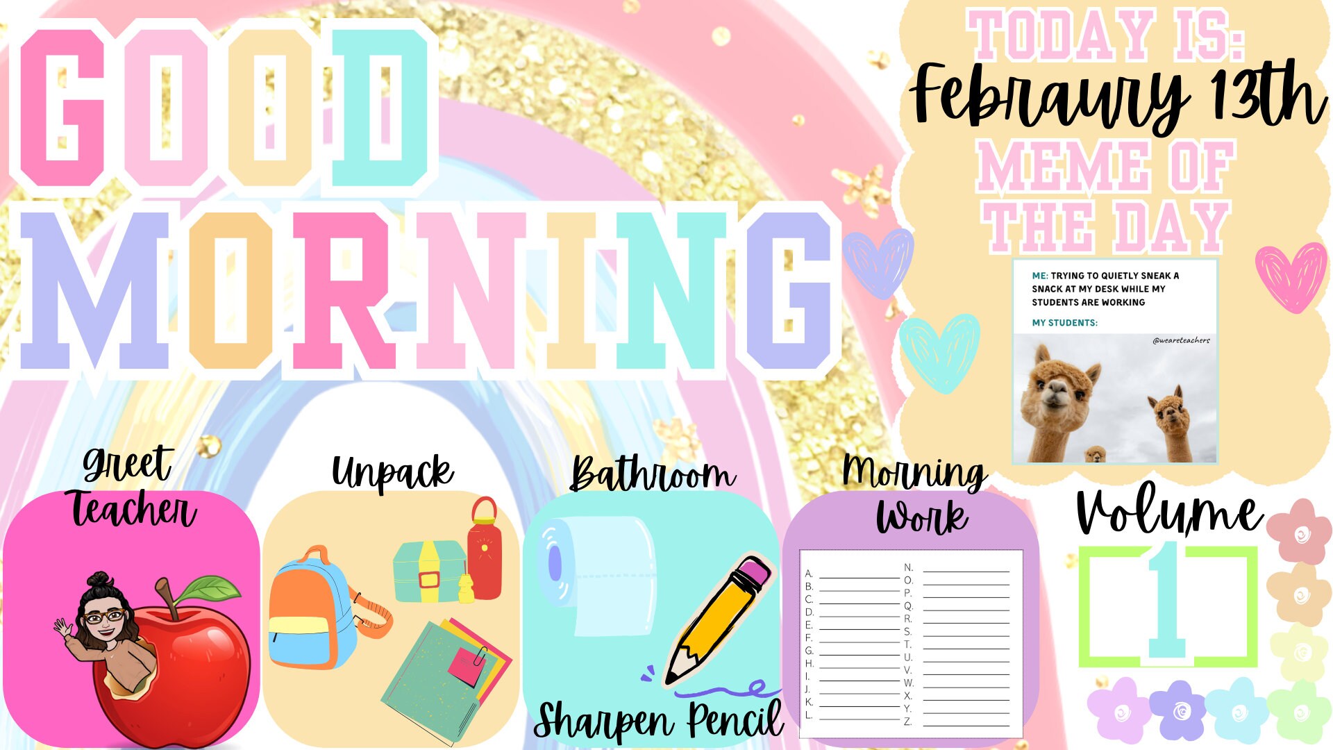 Pastel Modern Boho Rainbow- Canva/classroom Slide/ Morning Board ...