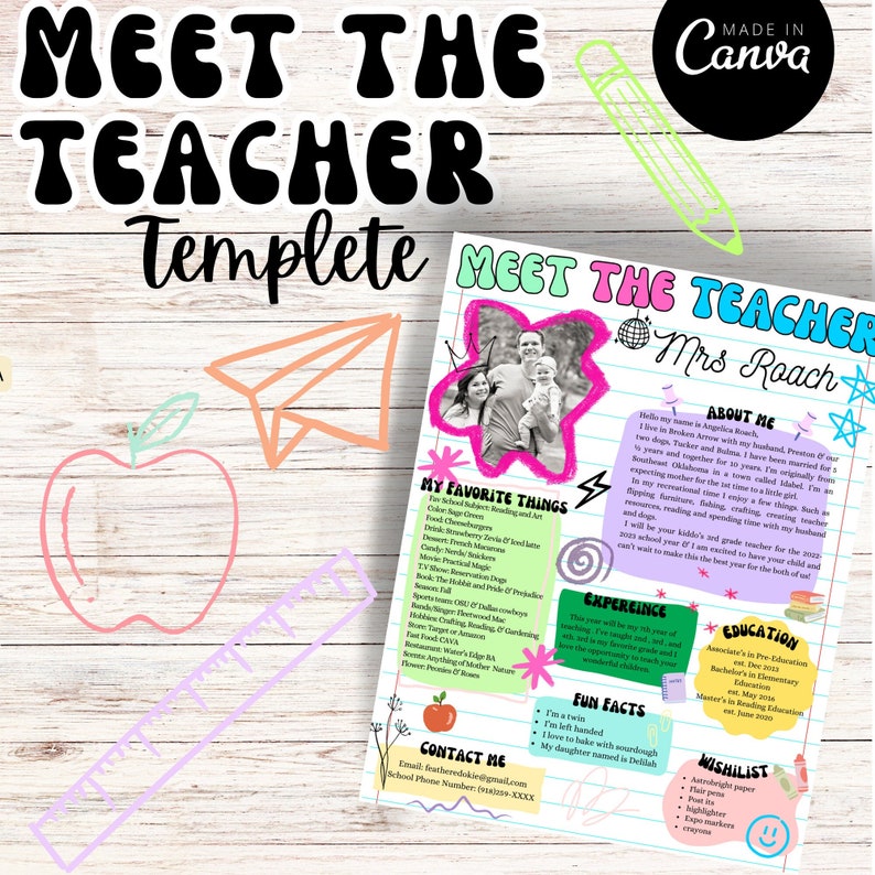 Editable-doodle Themed- Meet the Teacher Template/printable, Editable ...