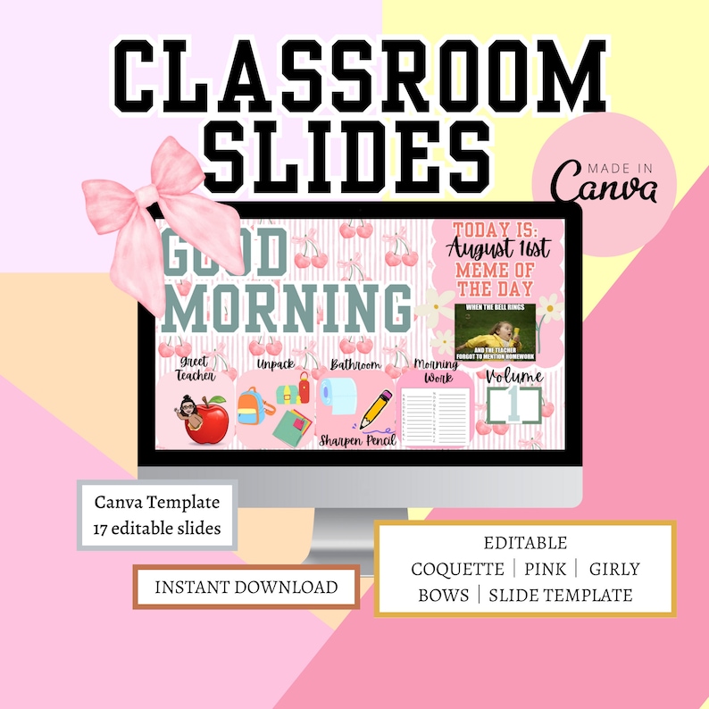 EDITABLE/ Canva/ Teacher Slides/ Classroom Slides/ Instant Download ...