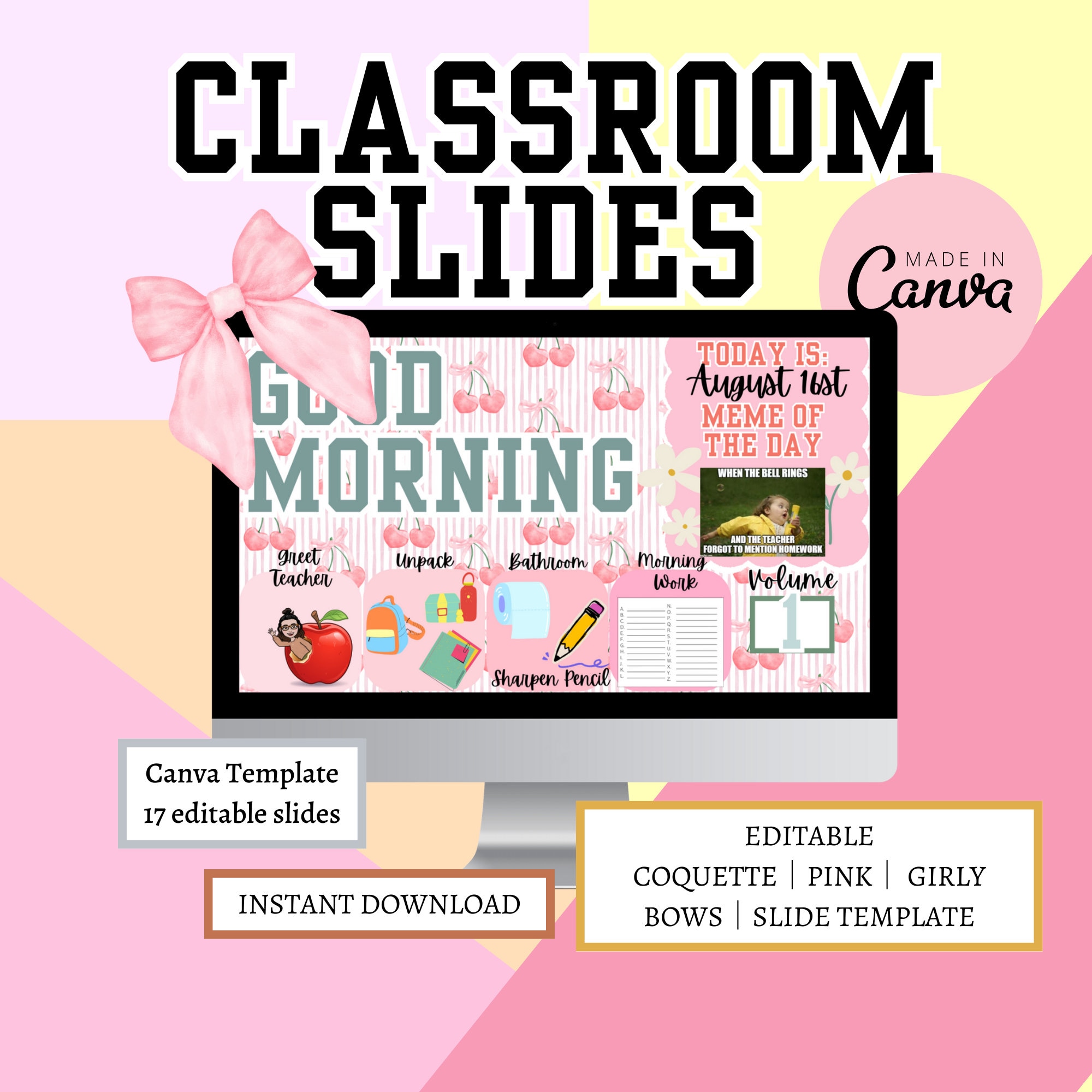 EDITABLE/ Canva/ Teacher Slides/ Classroom Slides/ Instant Download ...