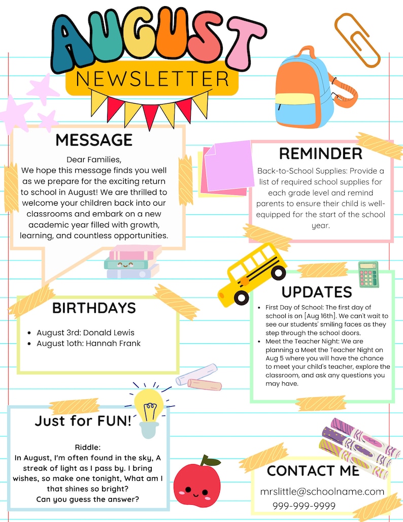 Editable Canva Template-newsletter Template, Editable Newsletter ...