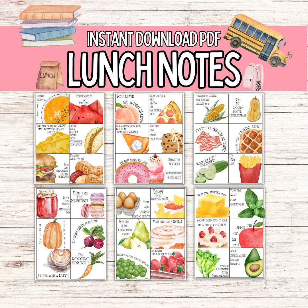 Lunch Notes for Kids/ Positive Notes/ Inspiration Notes/ Encouragement ...