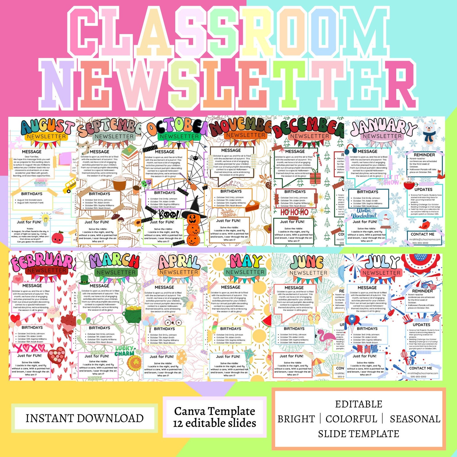 Editable Canva Template-newsletter Template, Editable Newsletter ...