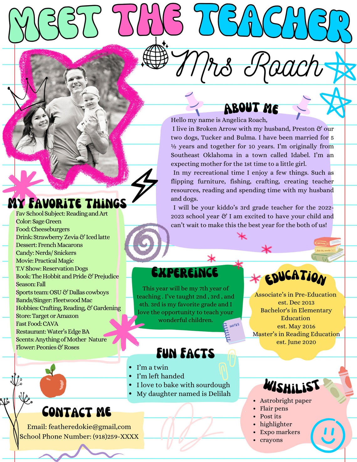 Editable-doodle Themed- Meet the Teacher Template/printable, Editable ...