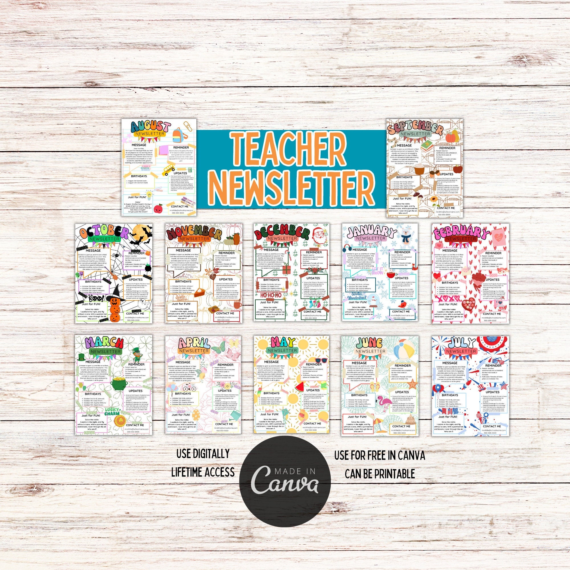 Editable Canva Template-newsletter Template, Editable Newsletter ...