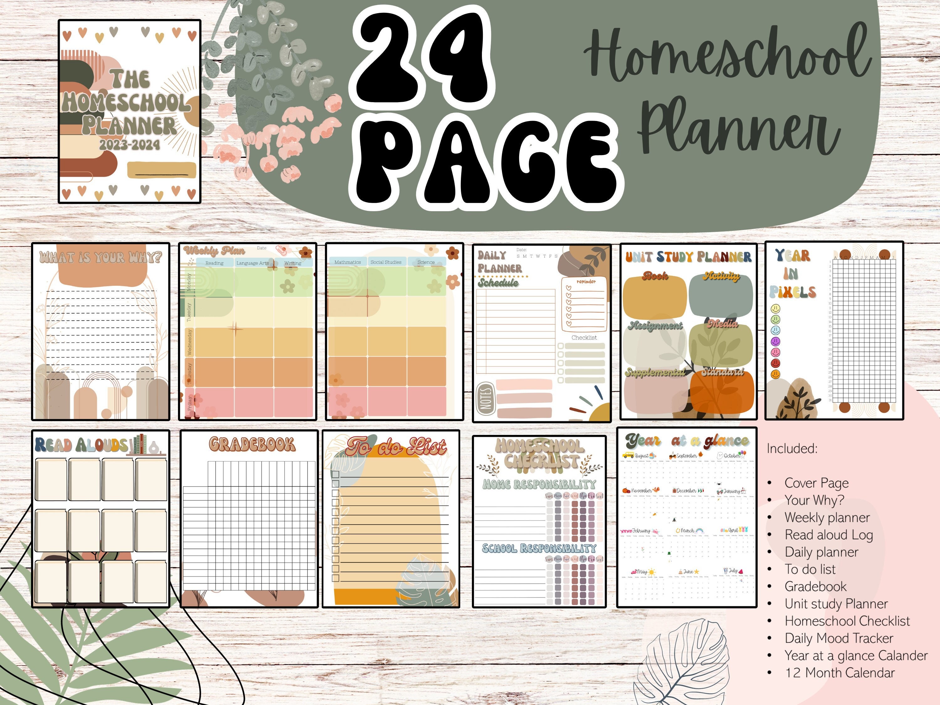 Printable Homeschool Planner 2023-2024 - Etsy