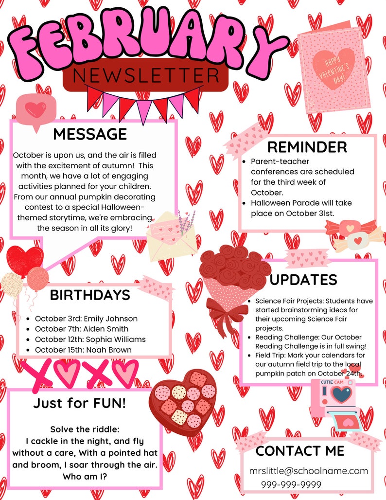 Editable Canva Template-newsletter Template, Editable Newsletter ...