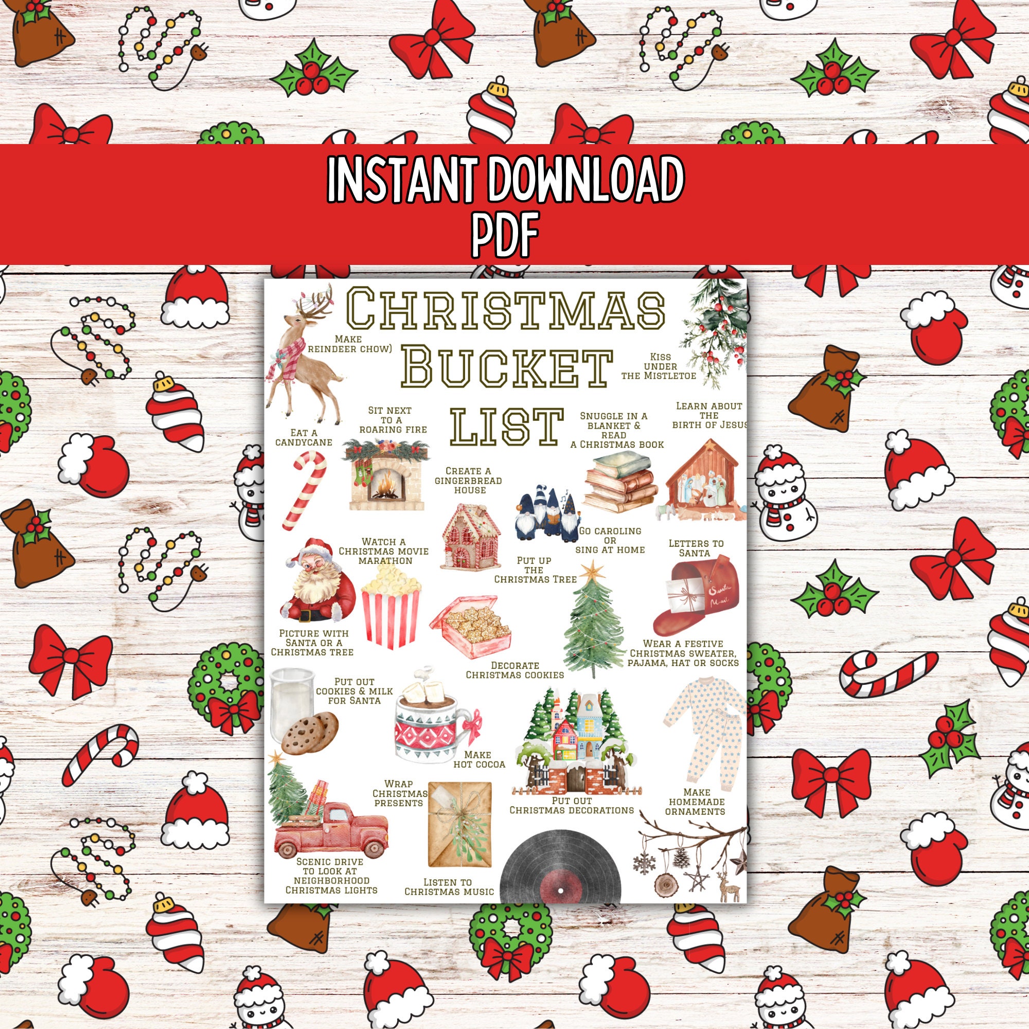 Christmas Bucket List/ XMAS Checklist/ Holiday Cheer/family Ideas of ...