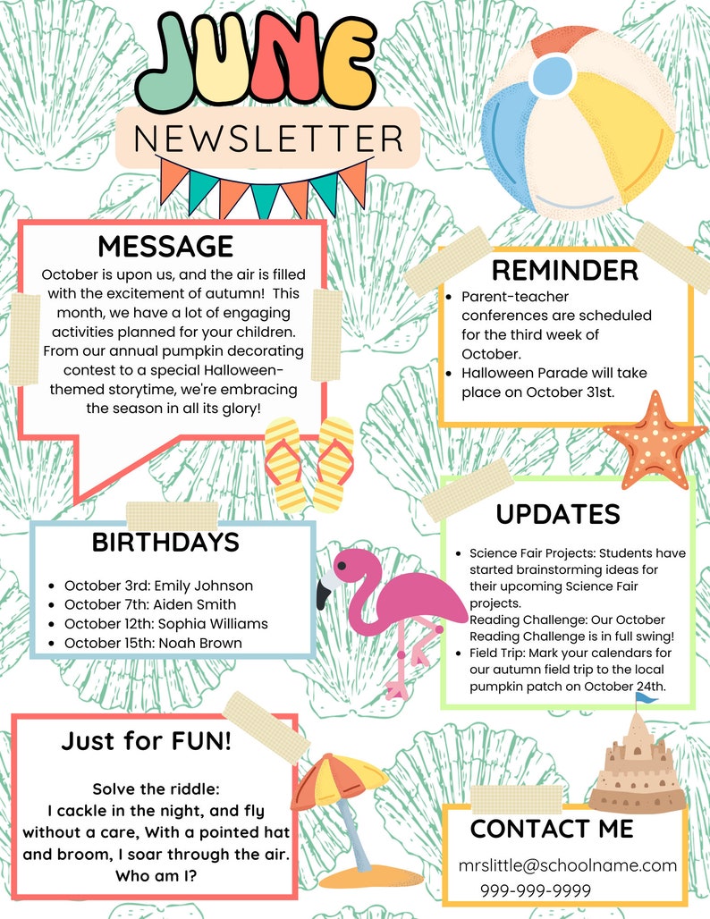 Editable Canva Template-newsletter Template, Editable Newsletter ...