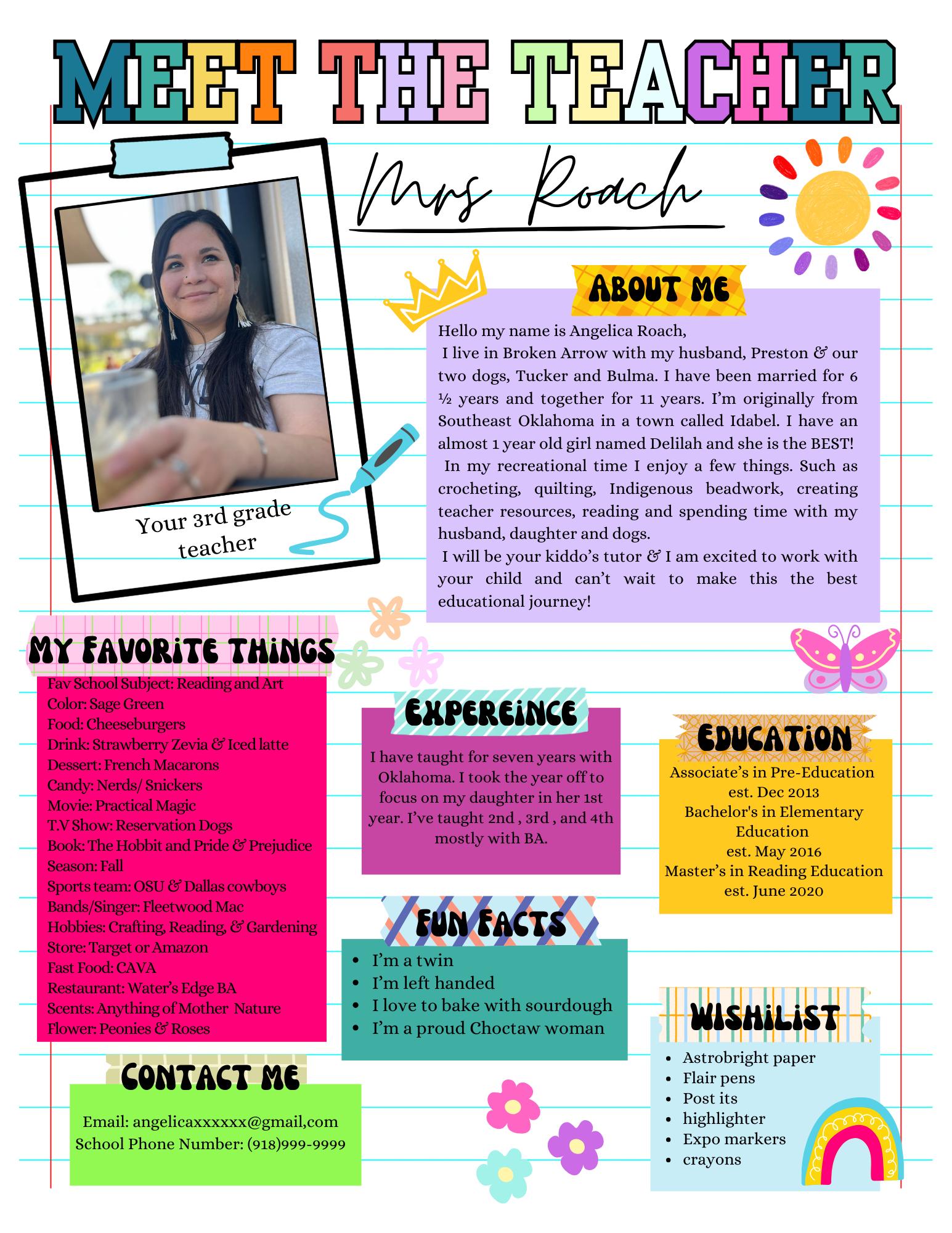 Editable CANVA Template | Meet the Teacher | Retro Rainbow Notebook ...