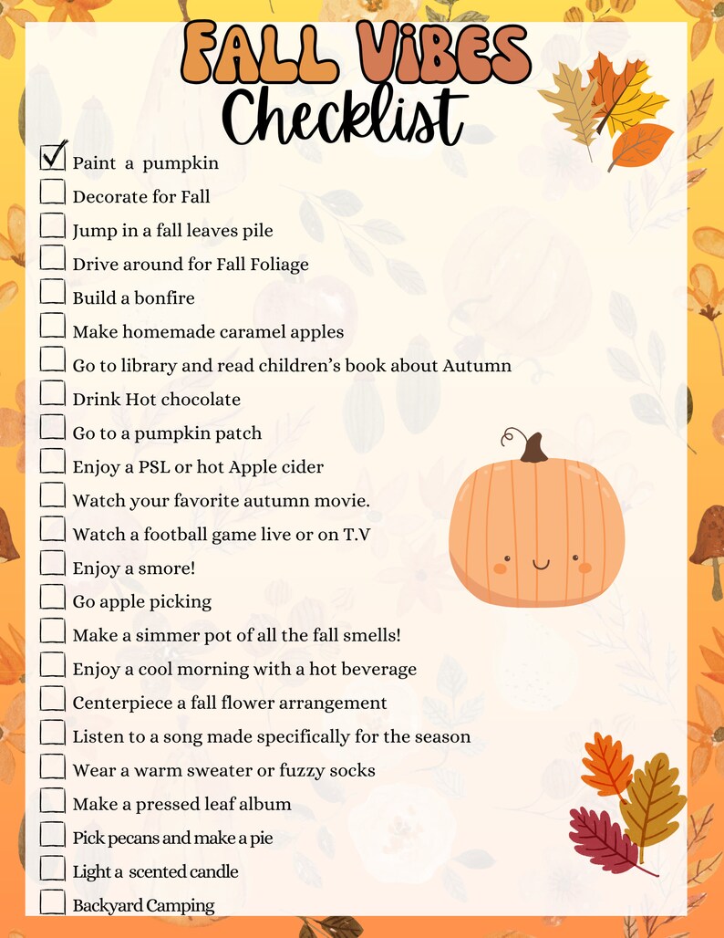 Fall Bucket List for Families, Digital/editable/printable, Autumn ...