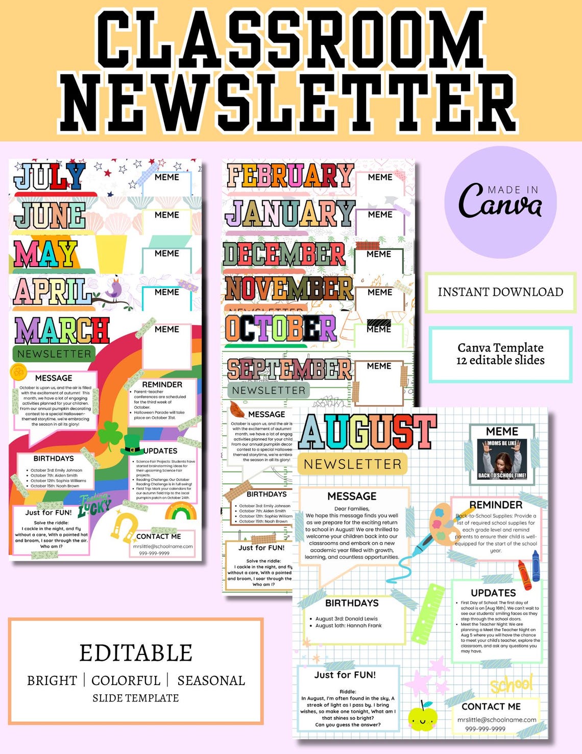 Modern- Editable Canva Template-newsletter Template, Editable ...