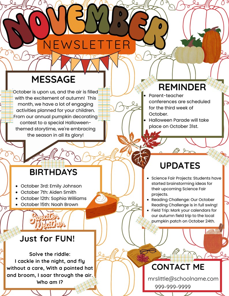 Editable Canva Template-newsletter Template, Editable Newsletter ...