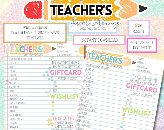 All About My Teacher Survey, End of School Year Printable, Teacher ...
