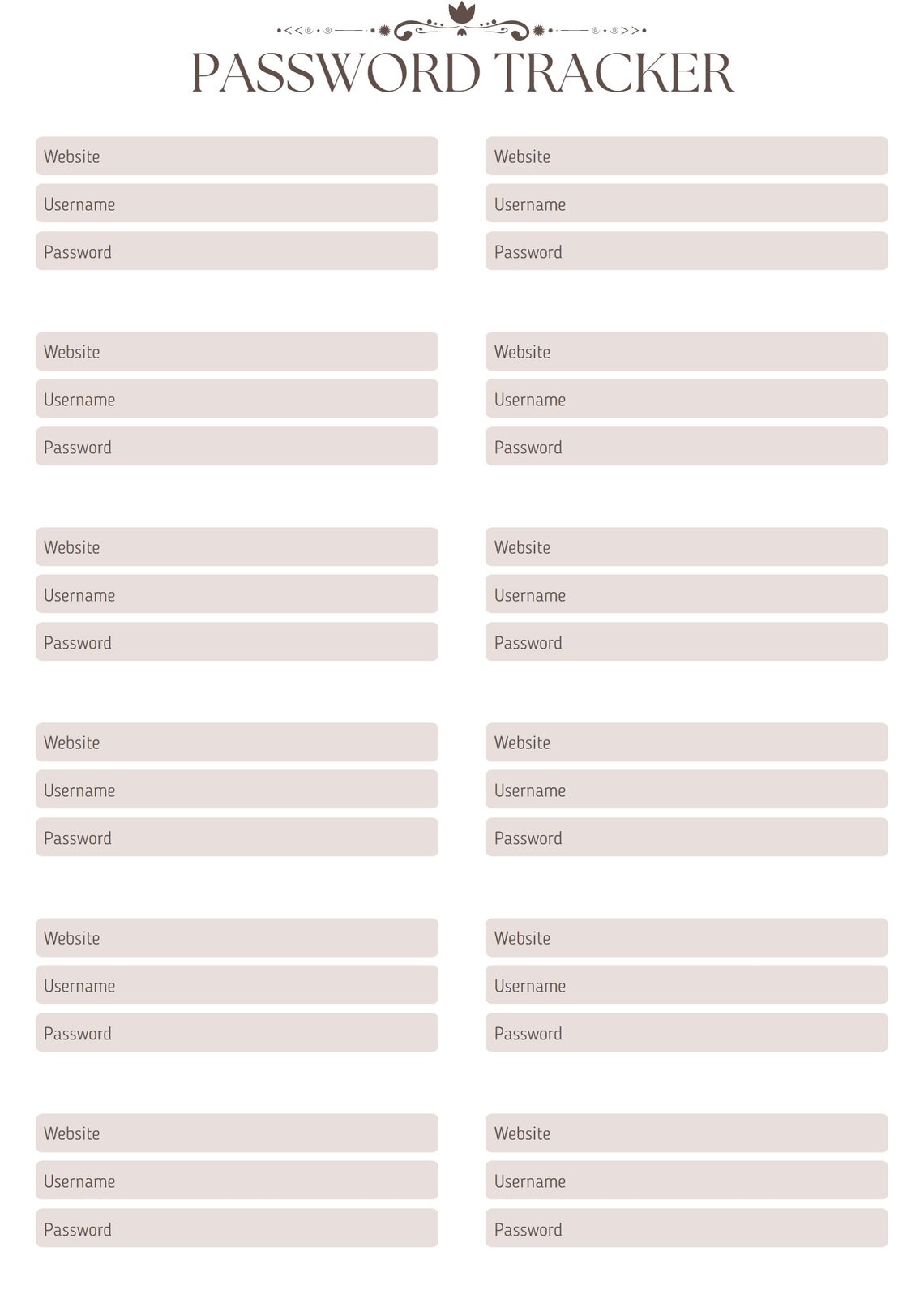 Password Tracker, Password Tracker Printable, Digital Download ...