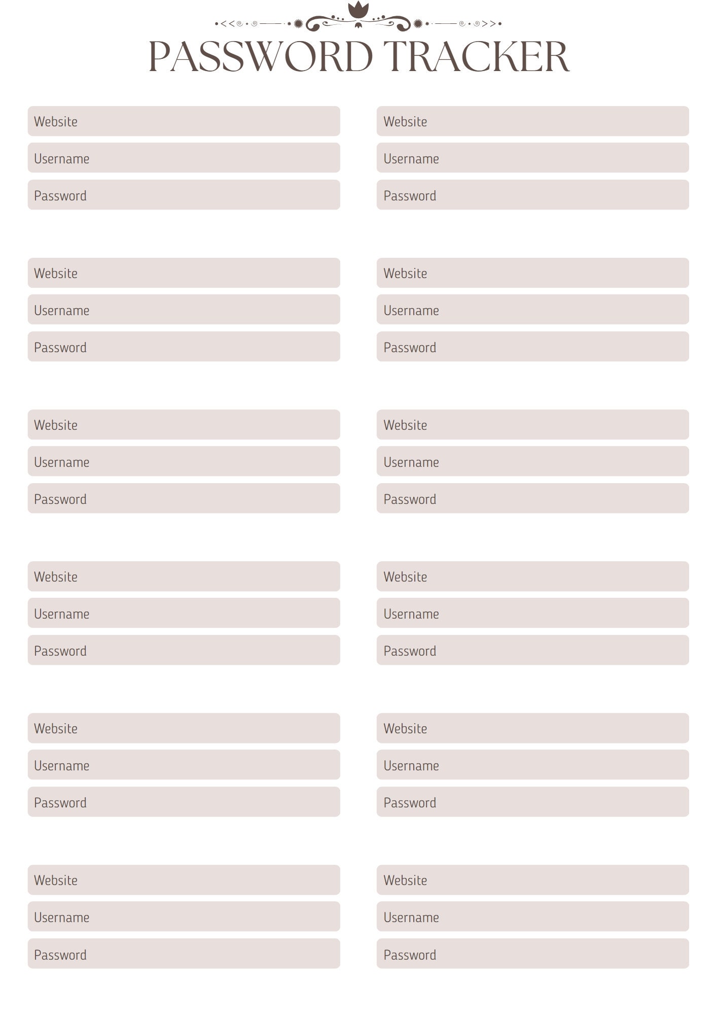 Password Tracker, Password Tracker Printable, Digital Download ...